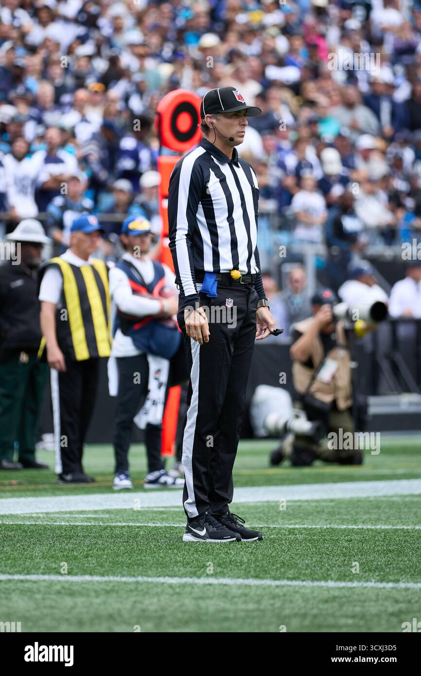 Down judge Max Causey (21) at work during an NFL football game between ...