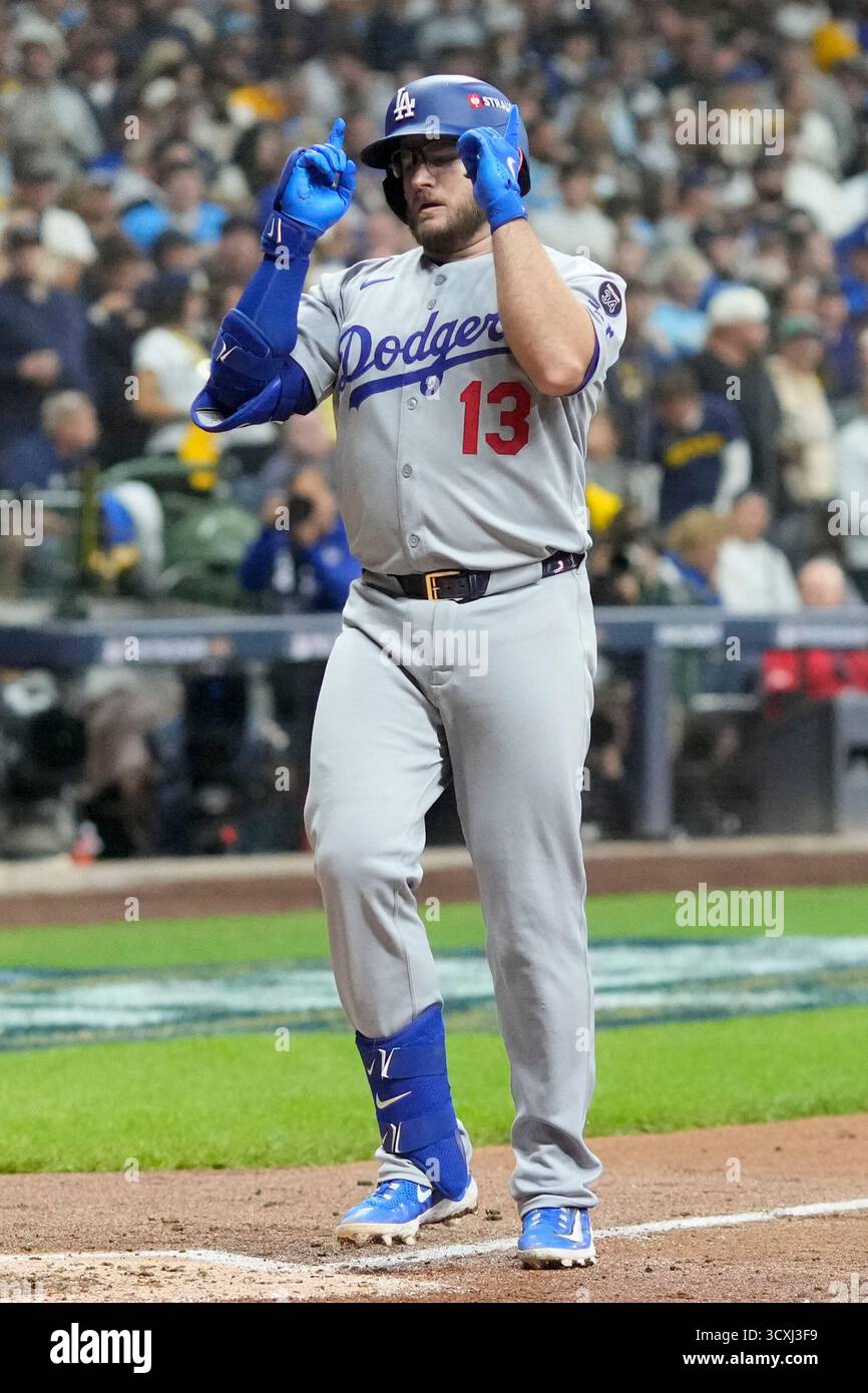 Los Angeles Dodgers' Max Muncy celebrates after a home run against the ...