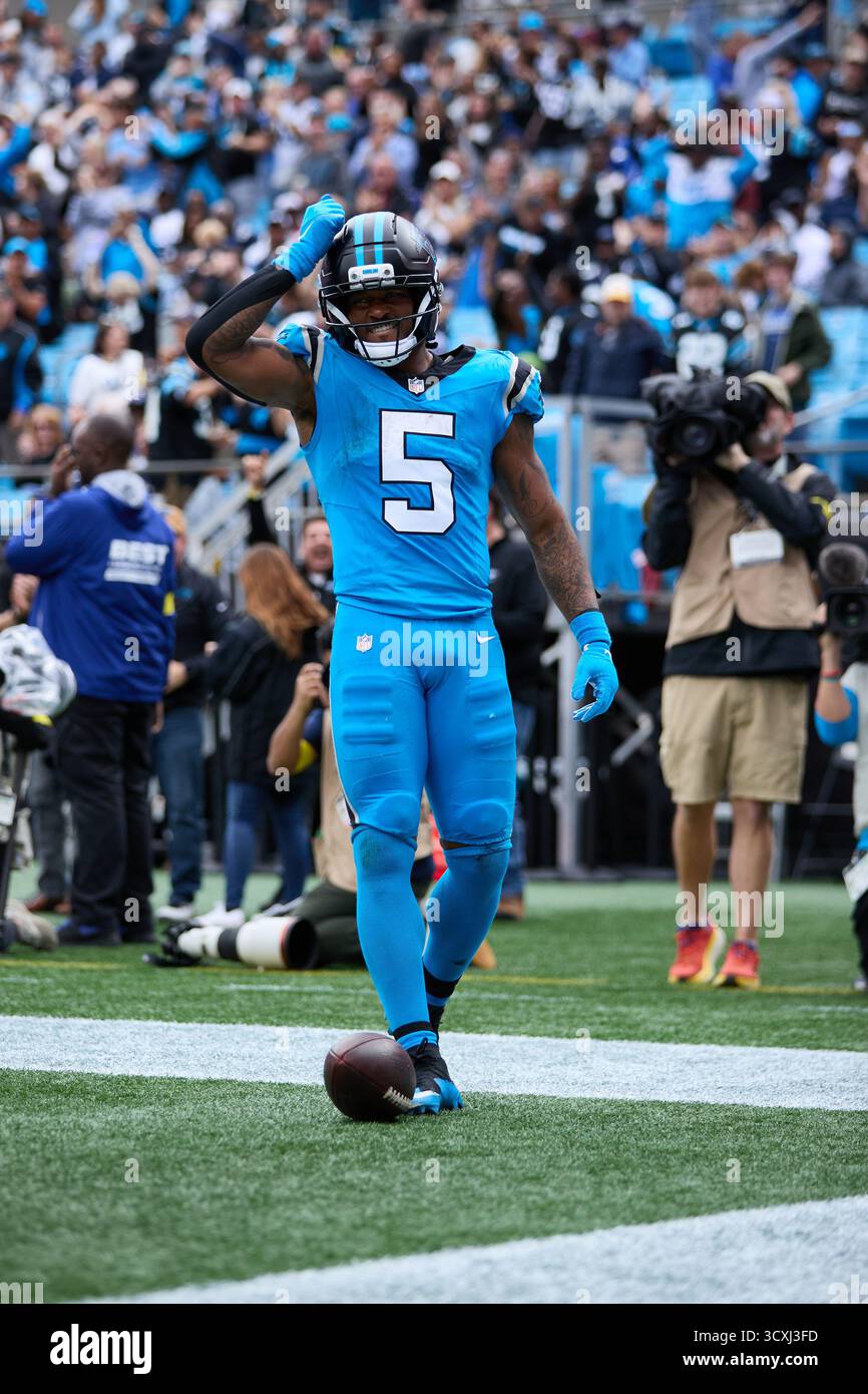 Carolina Panthers running back Rico Dowdle (5) celebrates after scoring ...
