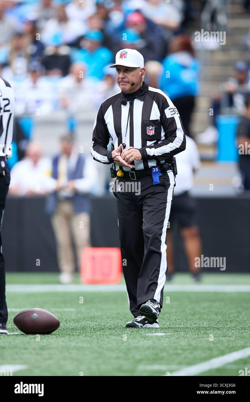 Referee John Hussey (35) at work during an NFL football game between ...