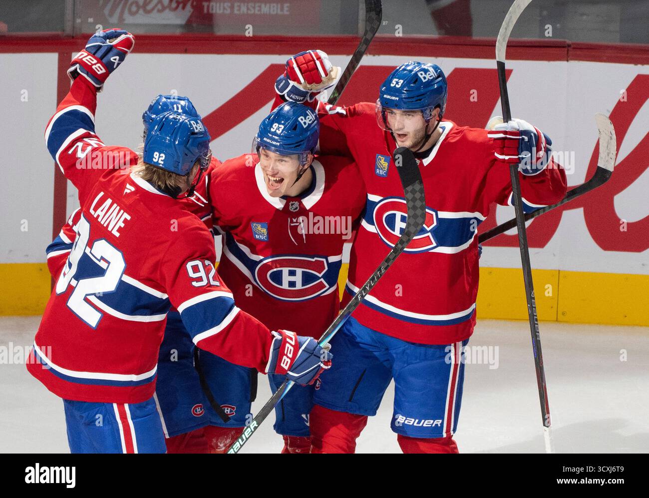 Montreal Canadiens' Ivan Demidov (93) celebrates his goal with ...