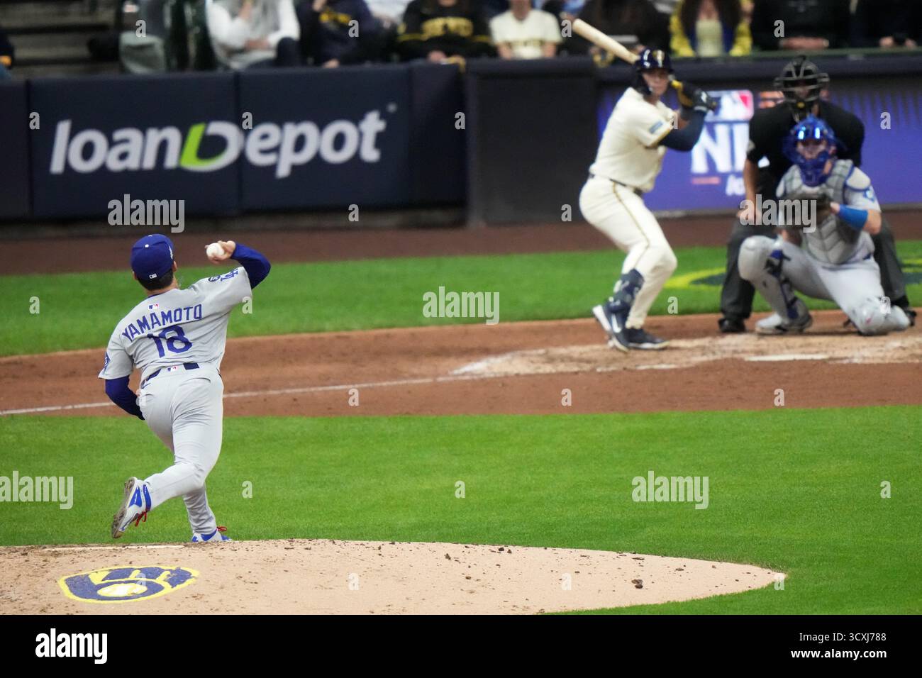 Los Angeles Dodgers' Yoshinobu Yamamoto strikes out Milwaukee Brewers ...