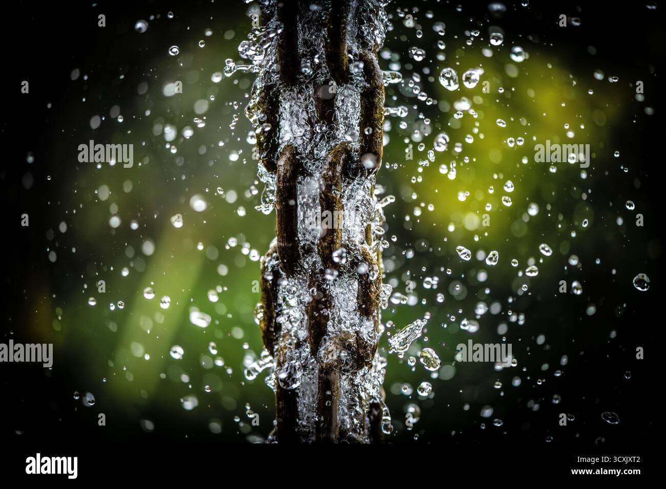 Macro View of Rusty Metal Chain with Splashing Water Stock Photo - Alamy