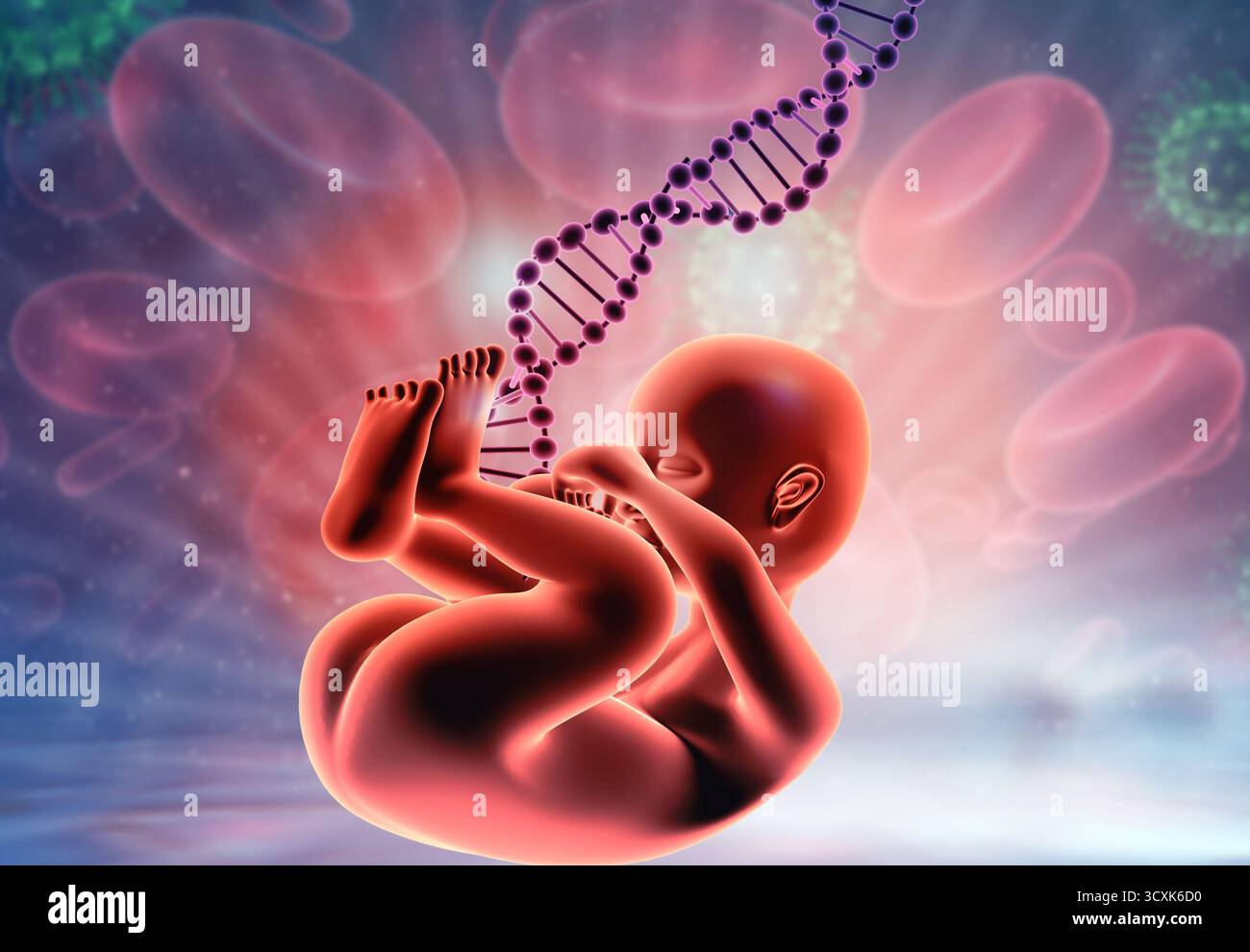 Fetus with dna on medical background. 3d illustration Stock Photo - Alamy
