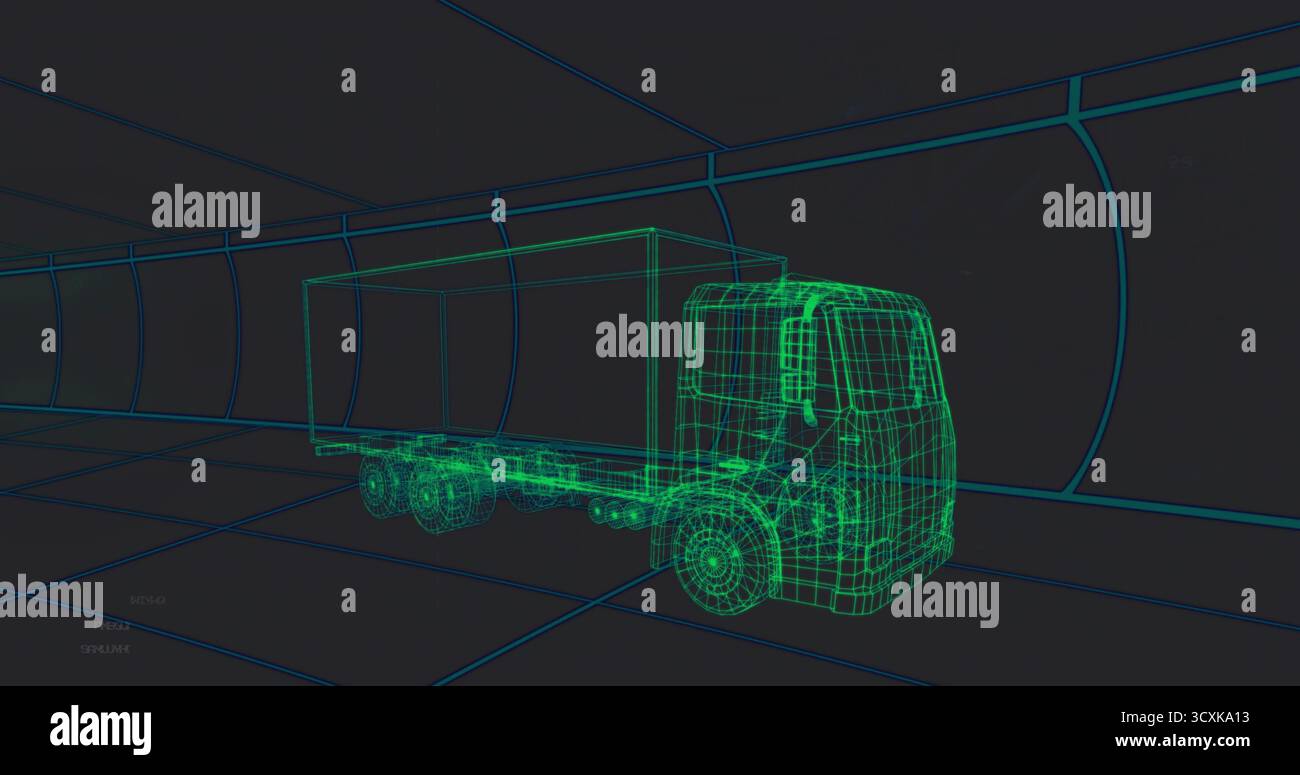 Wireframe semi truck moving hi-res stock photography and images - Alamy