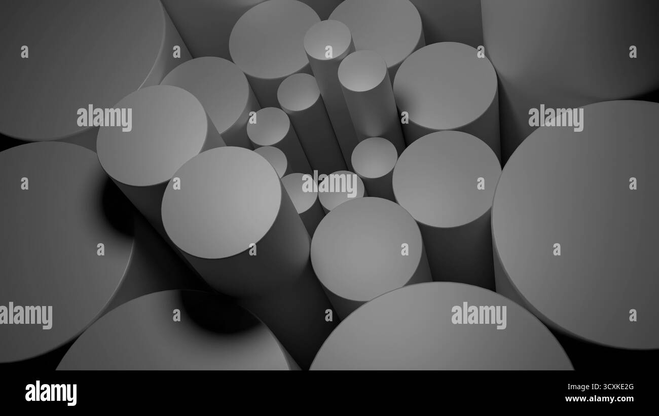 Abstract grey cylinders moving up and down Stock Photo - Alamy