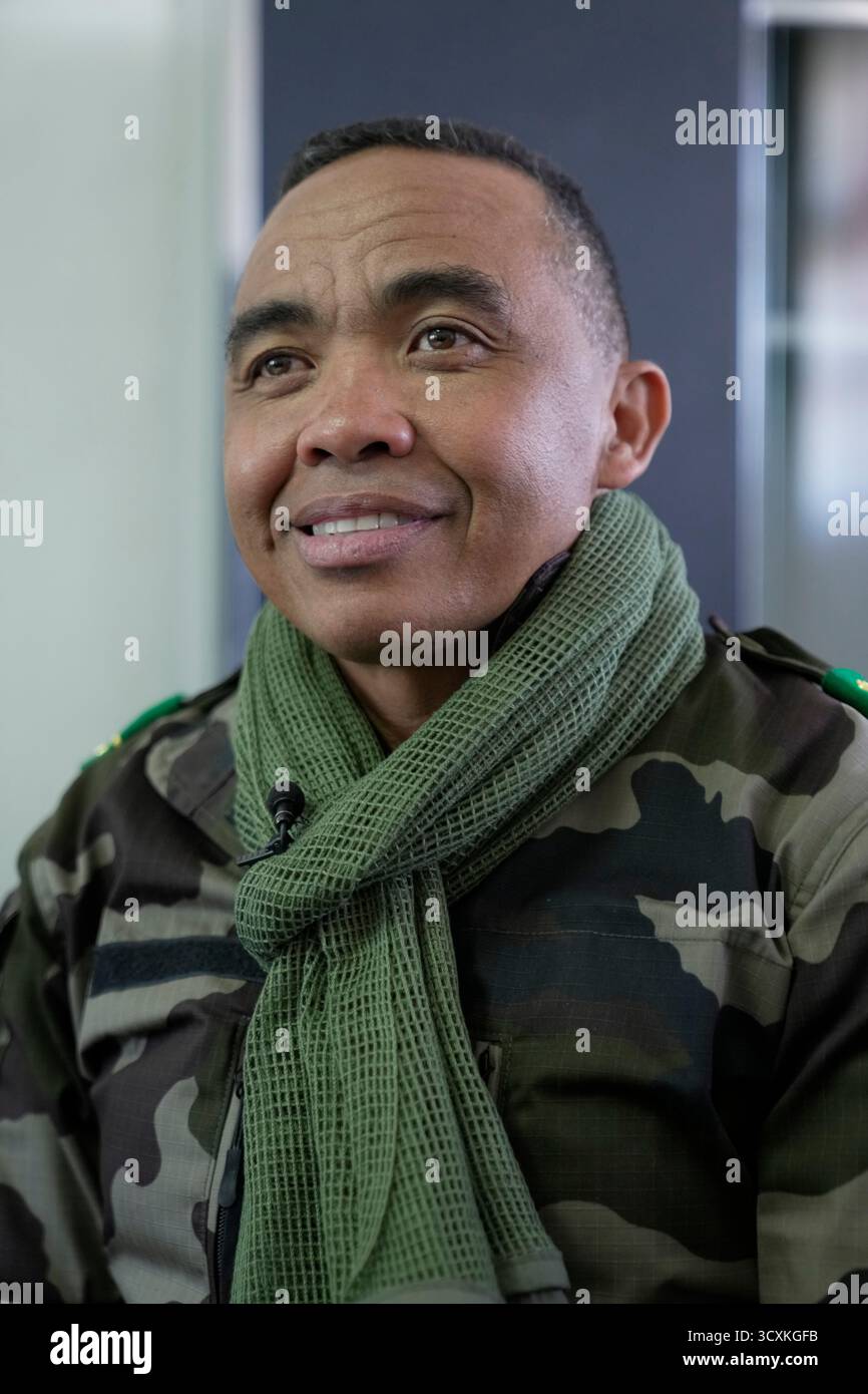 CAPSAT military unit commander Col. Michael Randrianirina during an ...