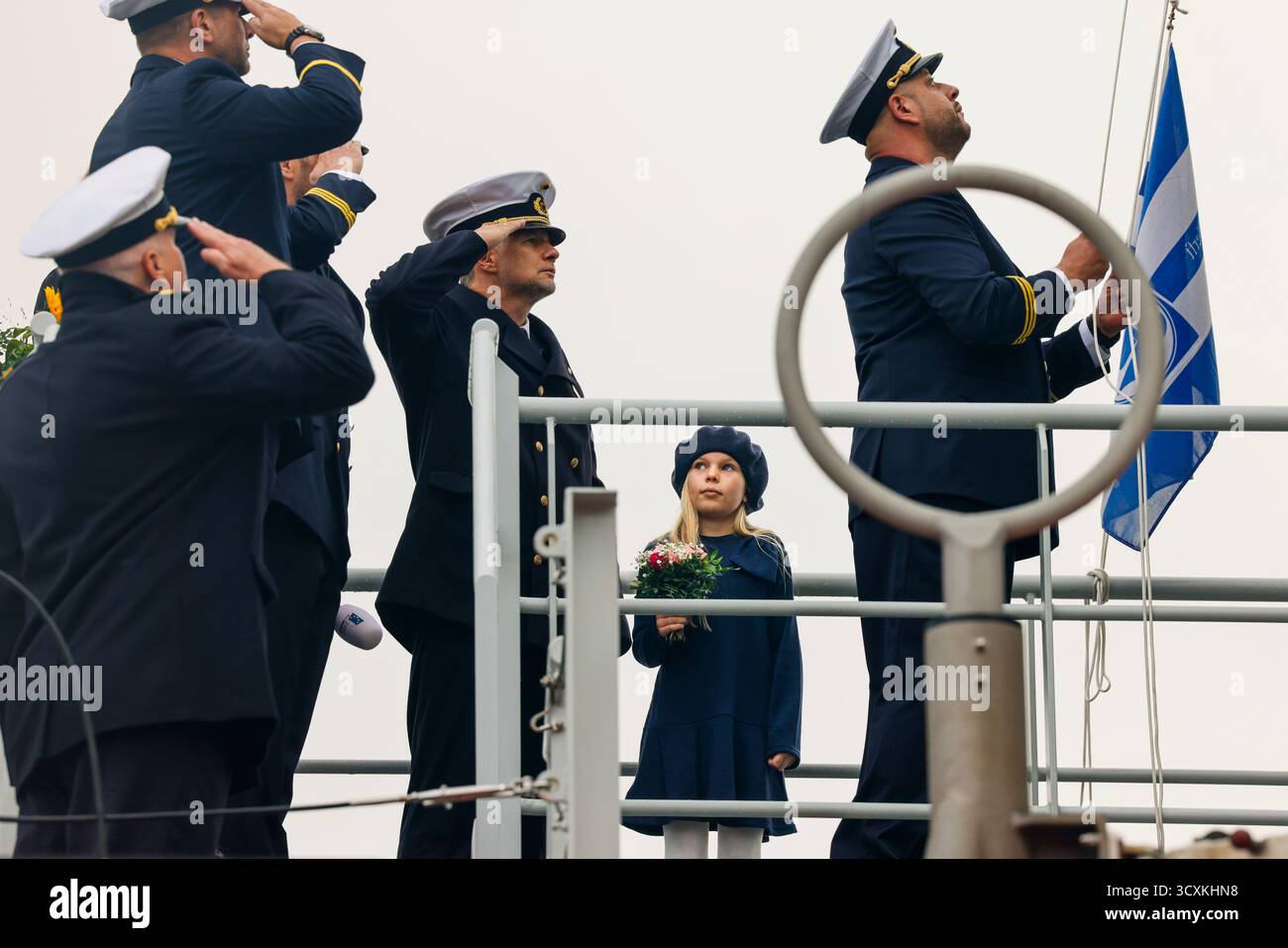Kiel, Germany. 15th Oct, 2025. Neela Bergemann, godmother of the ...