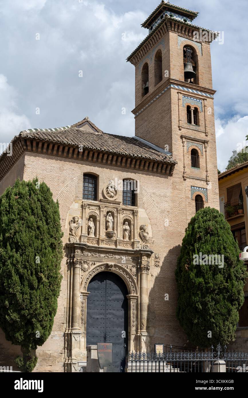 View of the Church of San Gil y Santa Ana in Granada, Spain, located ...