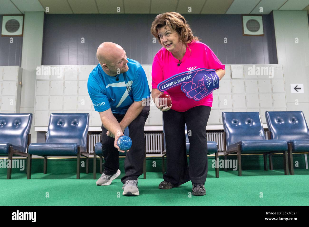 (left to right) World champion bowler Stewart Anderson (left) with ...