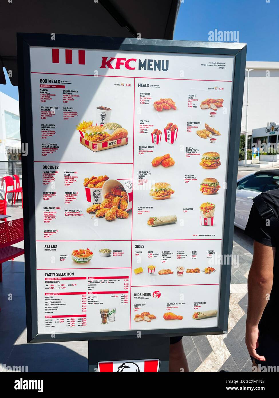 Paralimni, Cyprus - July 18, 2024: Bright outdoor KFC menu board in ...