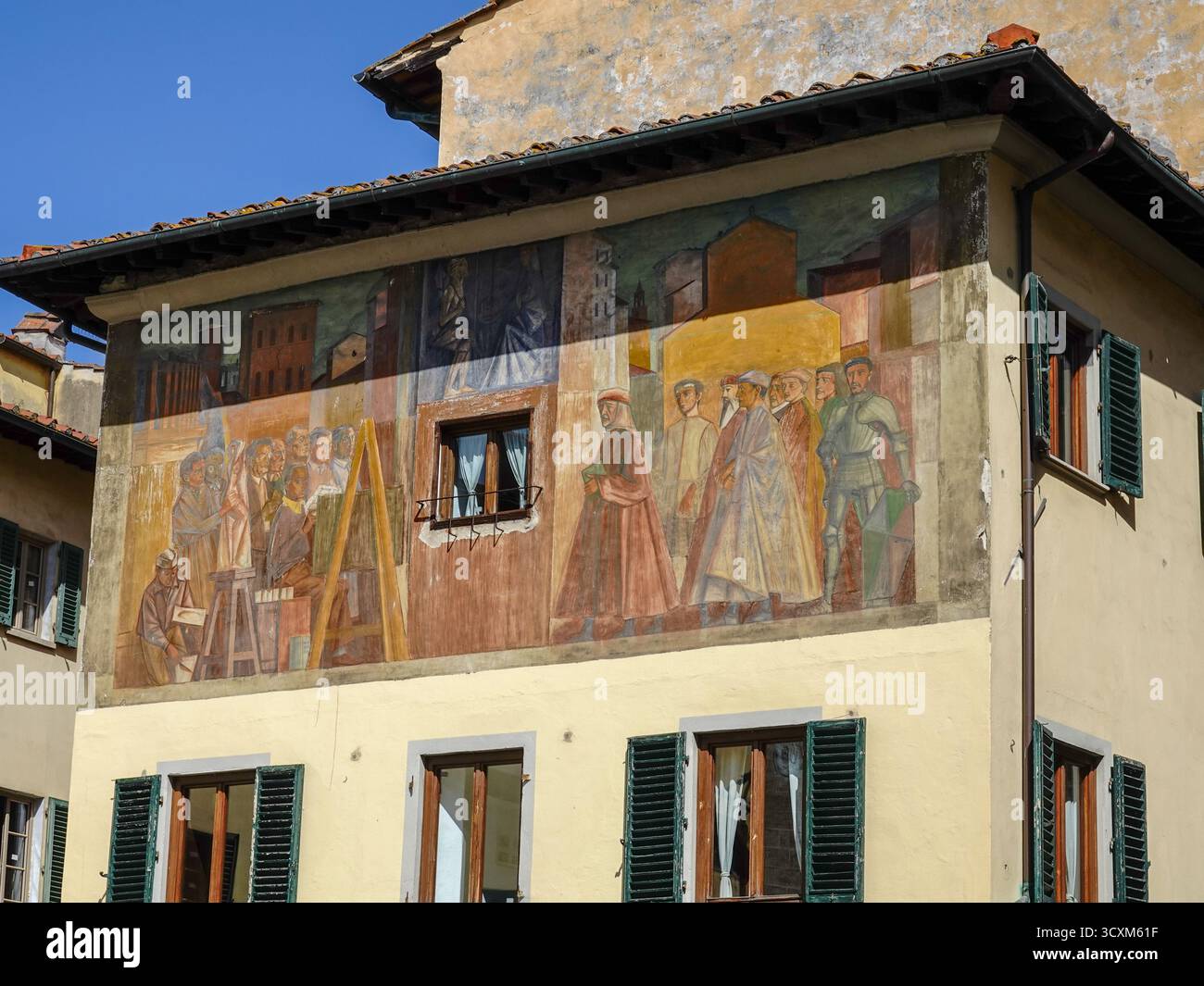 Life in Florence Over the Centuries, outdoor fresco painted on an end ...