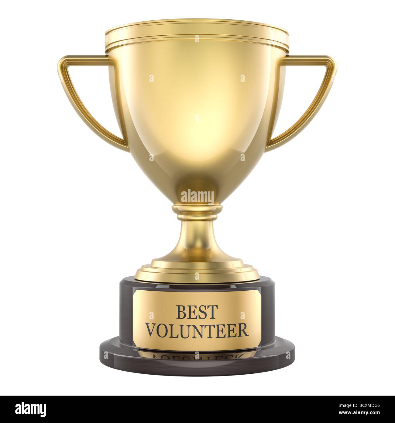 Best Volunteer trophy, gold award cup with engraved plaque. 3D ...