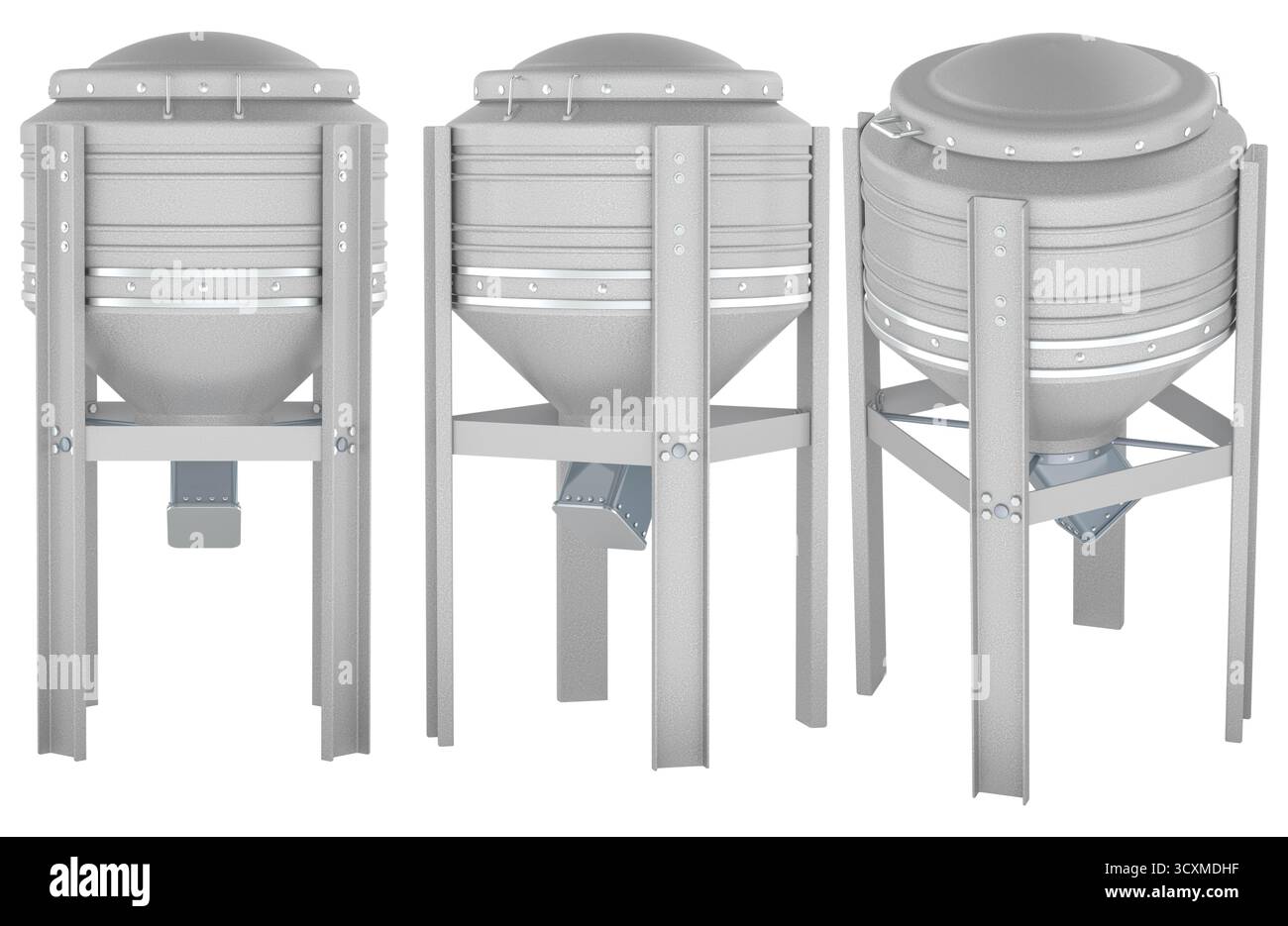 Industrial metal silos, storage bunkers for bulk materials, different ...