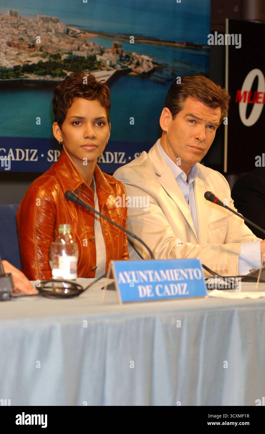 Pierce Brosnan and Halle Berry during the photo call and press ...