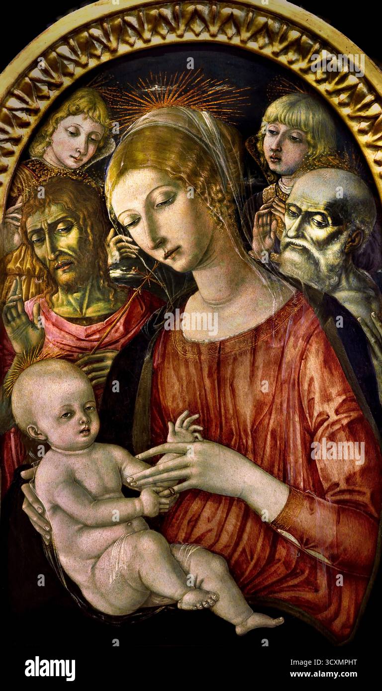 Madonna, and Child with angels and John the Baptist and St Jerome . ca ...