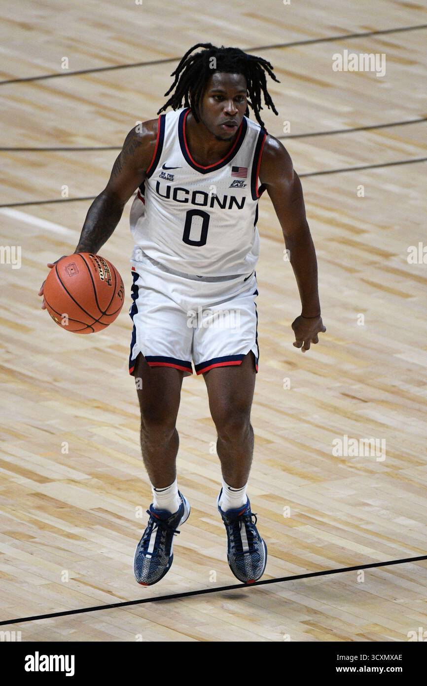 UNCASVILLE, CT - OCTOBER 13: Malachi Smith #0 of the UConn Huskies ...