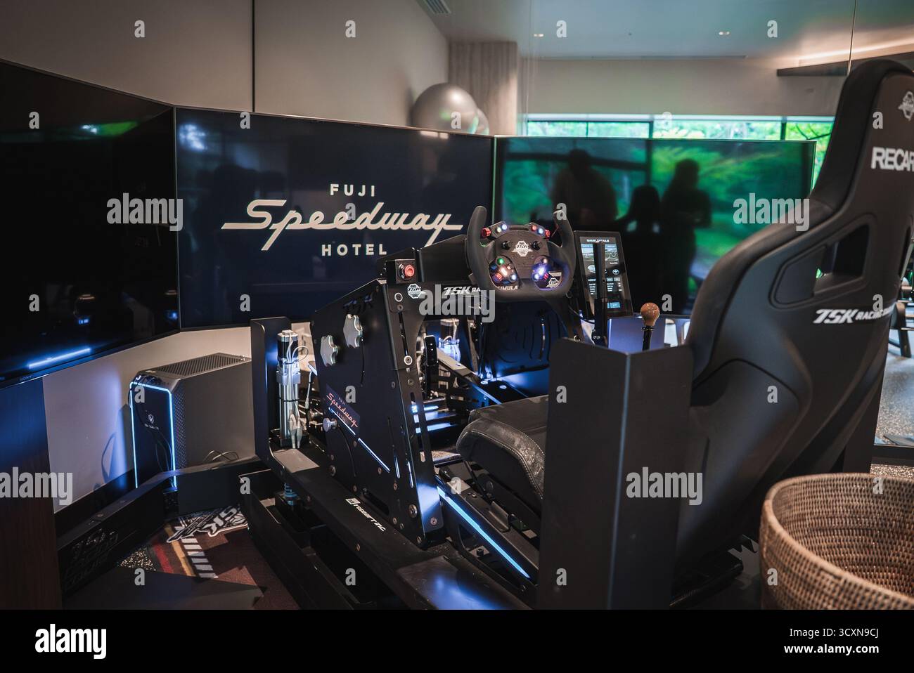 Racing simulator setup inside Fuji Speedway Hotel in Oyama, Japan Stock ...