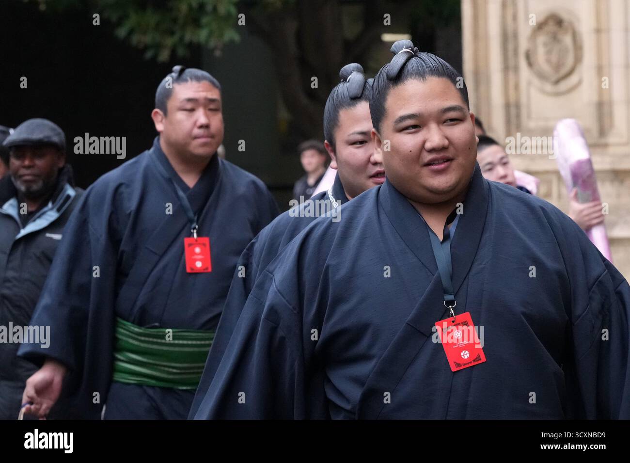 Sumo wrestlers, called rikishi, arrive for The Grand Sumo Tournament at ...