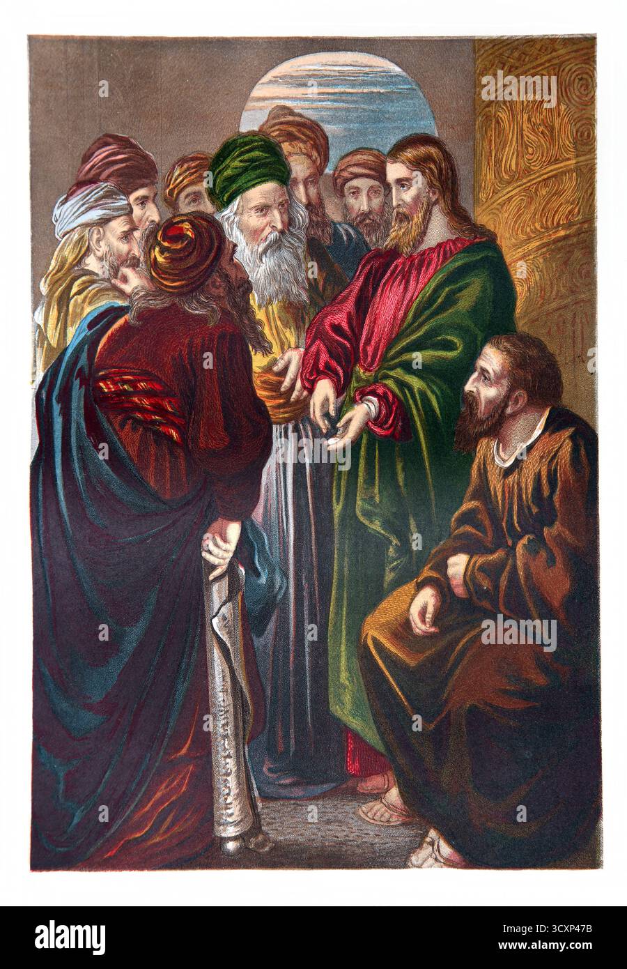 Illustration of Jesus Christ and the Tribute Money from 19th Century ...