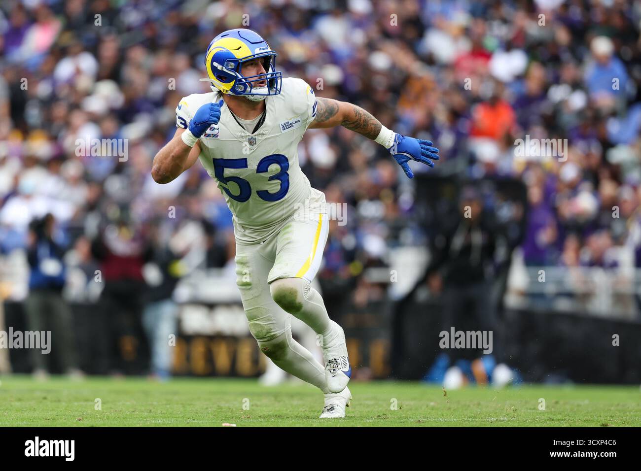 Los Angeles Rams linebacker Nate Landman (53) in action during the ...