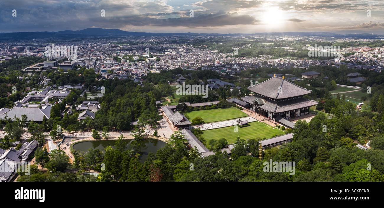 Aerial view of Todai ji Great Buddha Hall and Nara Park in Japan Stock ...