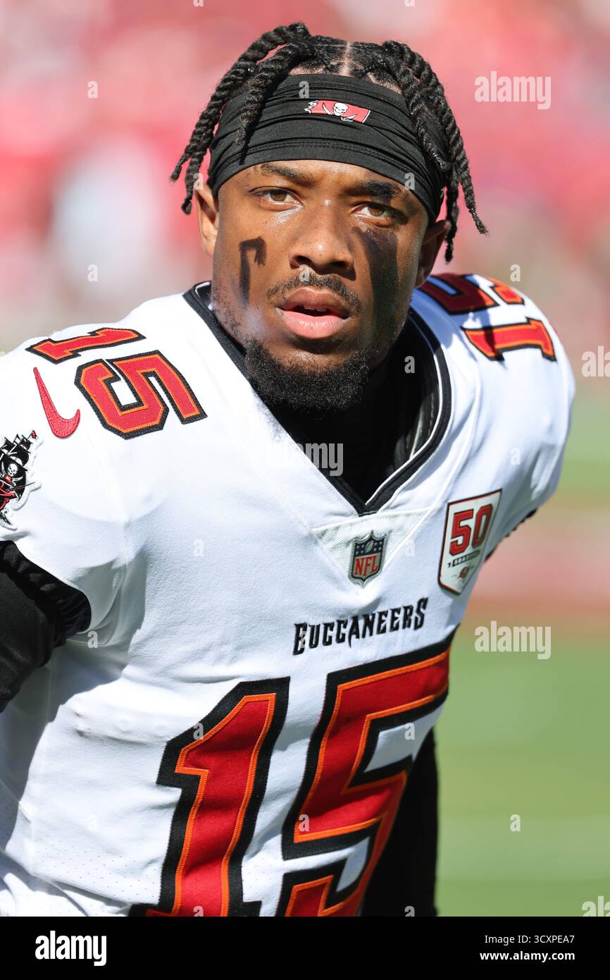 Tampa Bay Buccaneers wide receiver Tez Johnson (15) leaves the field ...