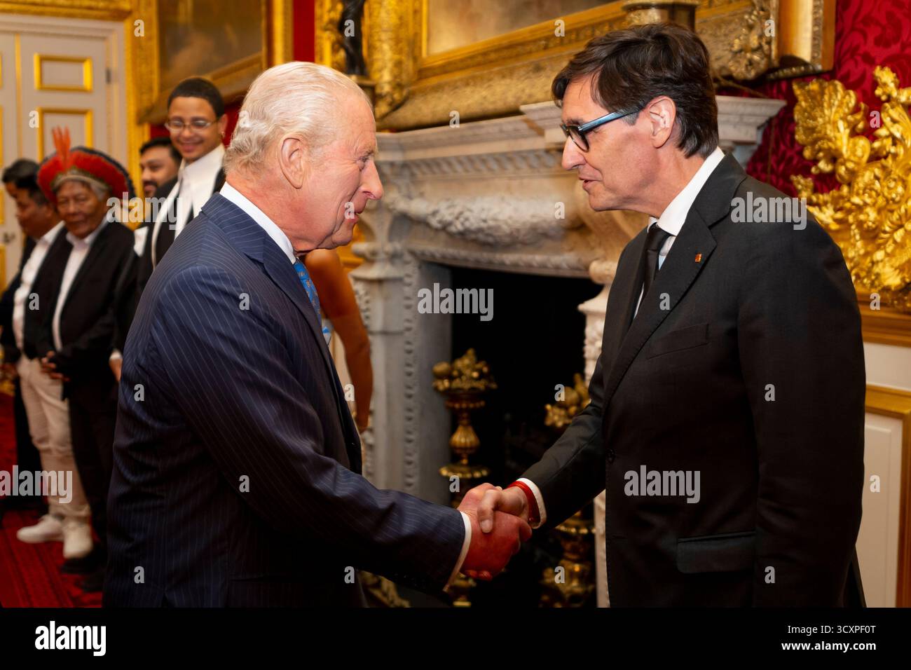 King Charles III greets President of Catalonia Salvador Illa i Roca ...