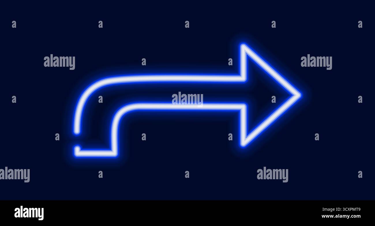Bright neon arrow with a right turn vector illustration Stock Vector ...
