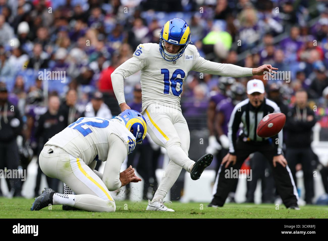 Los Angeles Rams kicker Joshua Karty (16) kicks a field goal during the ...