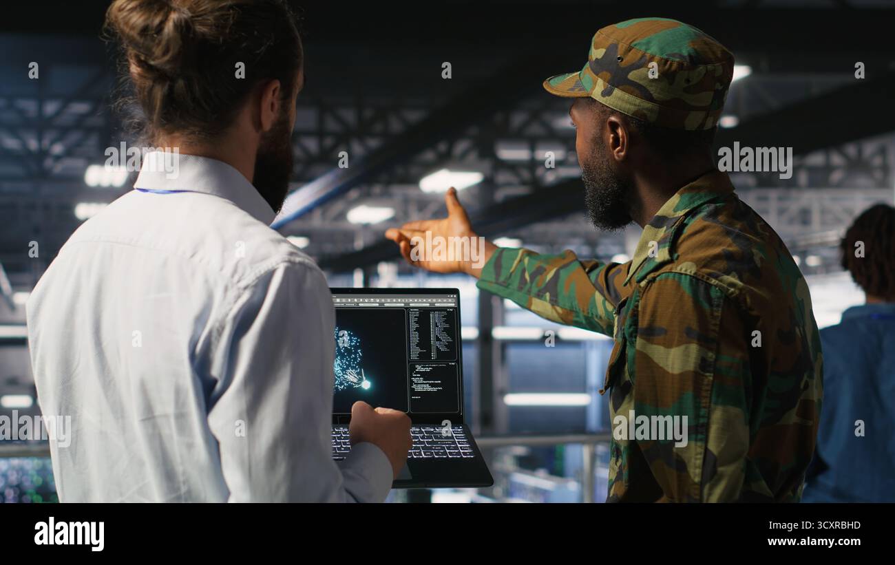 Military units overseeing AI computing operations on notebook in high ...