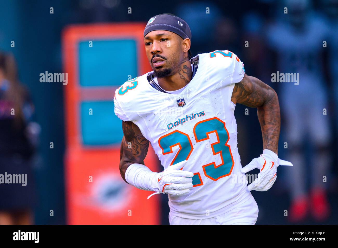 Miami Dolphins cornerback Jack Jones (23) runs onto the field during ...