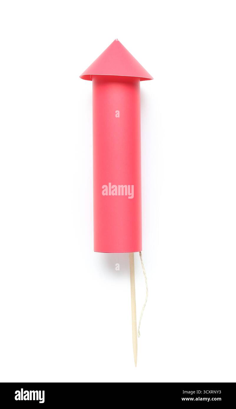Red rocket firework, on white Cut Out Stock Images & Pictures - Alamy
