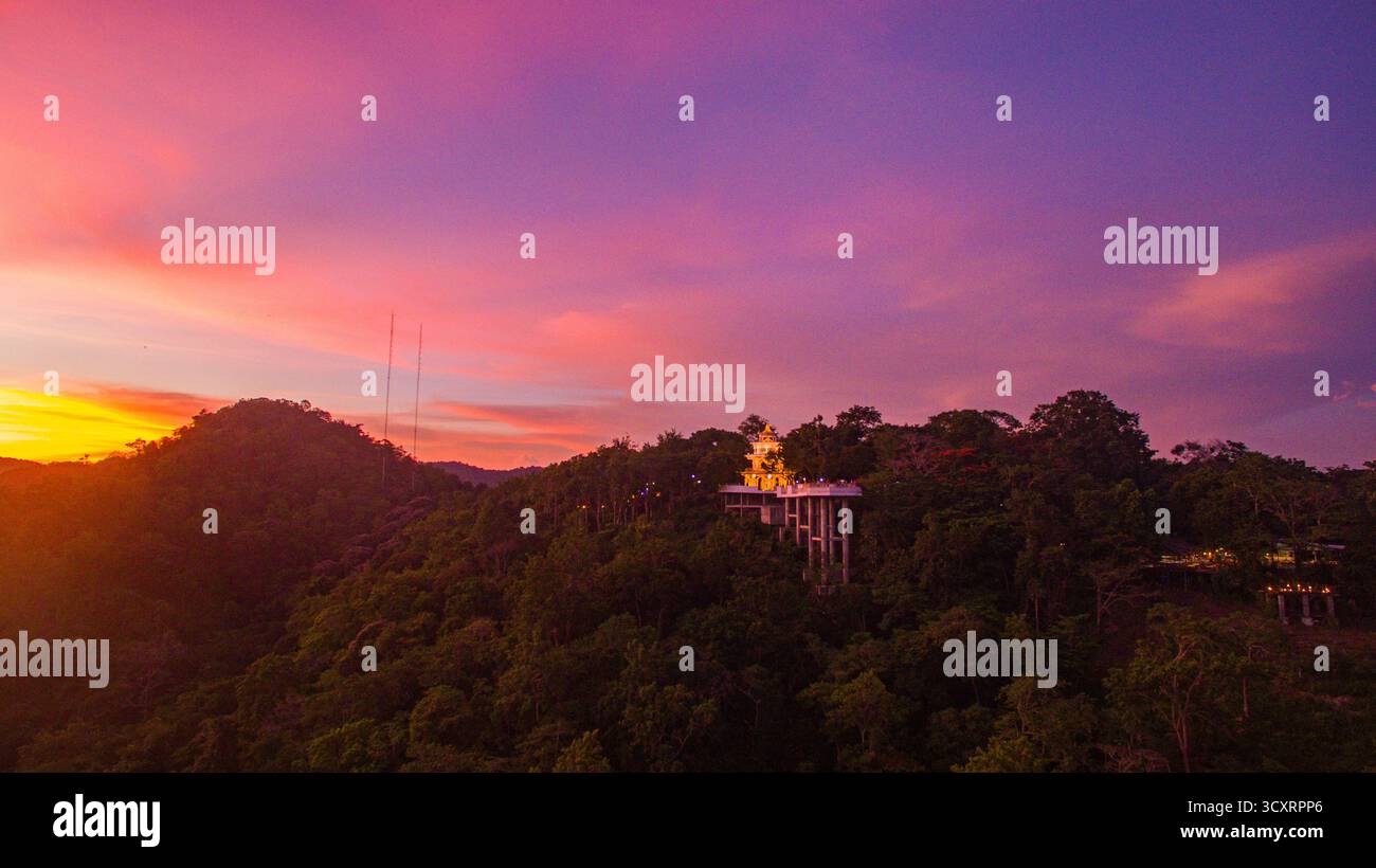 aerial view of Khao Rang viewpoint in sunset. Khao Rang viewpoint tower ...