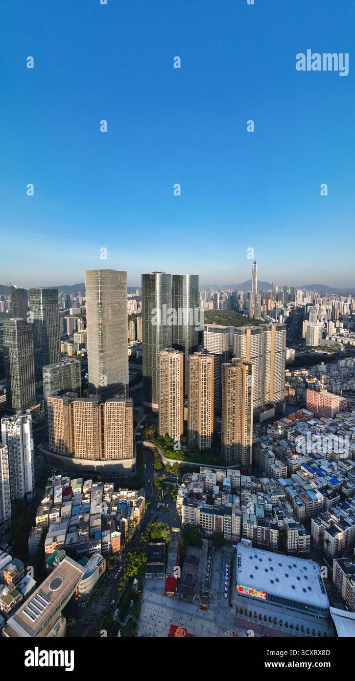 Aerial photography of the Xia Sha Jing Ji Riverside Era in Futian ...