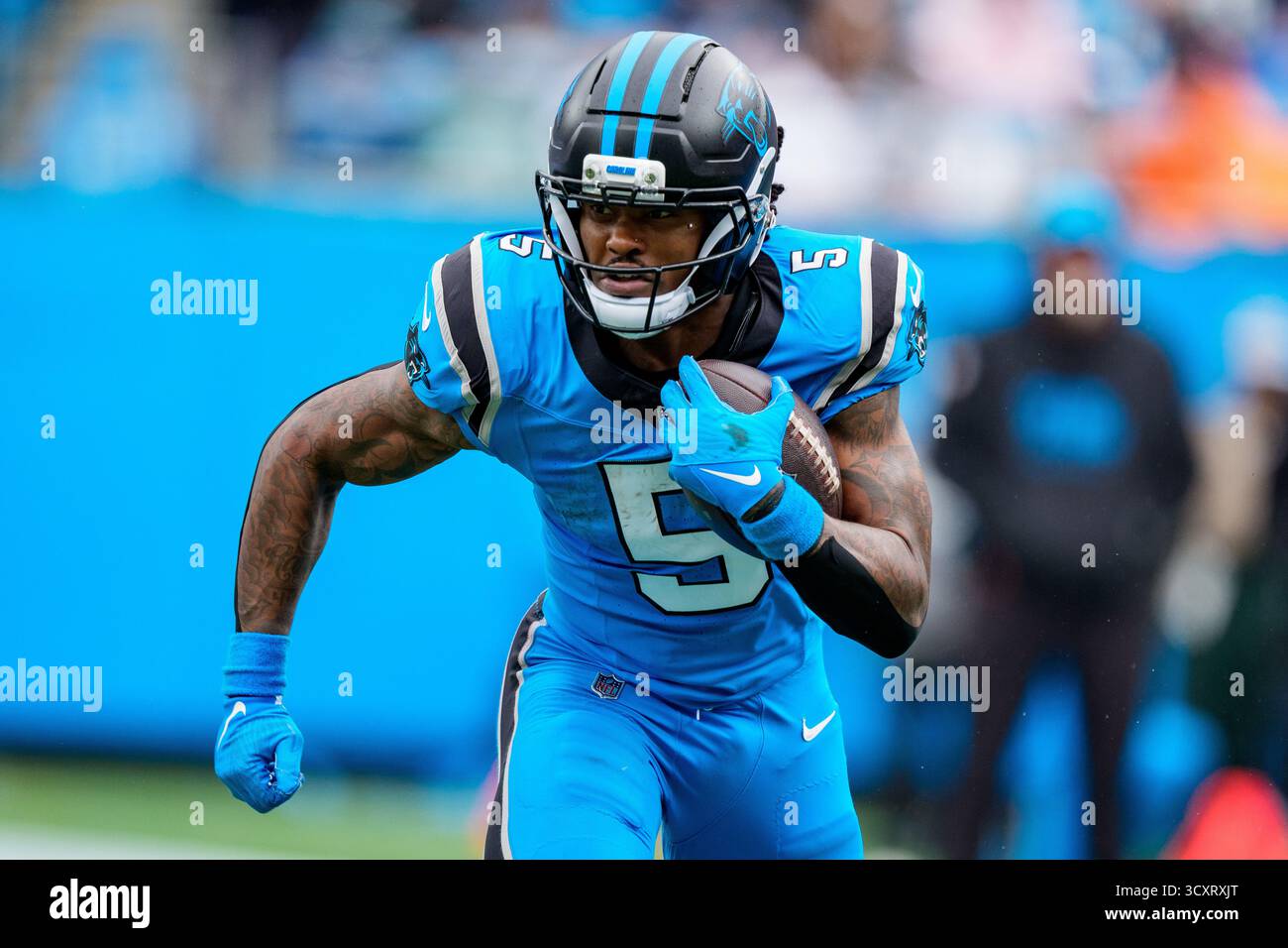 Carolina Panthers running back Rico Dowdle (5) plays during an NFL football game between the ...