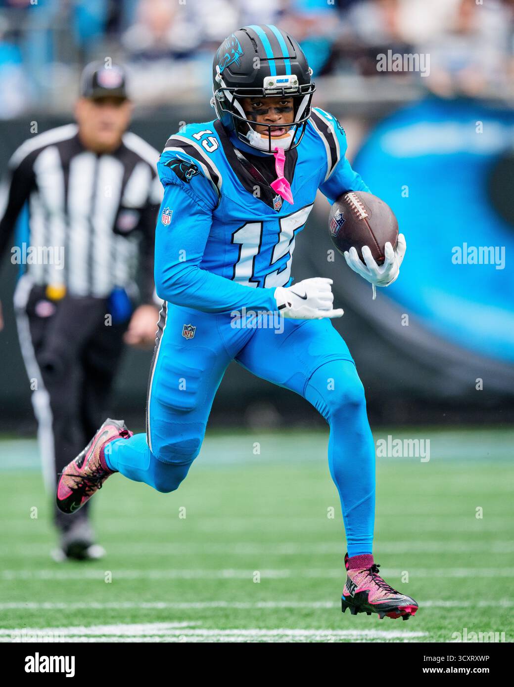 Carolina Panthers wide receiver Jimmy Horn Jr. (15) plays during an NFL ...
