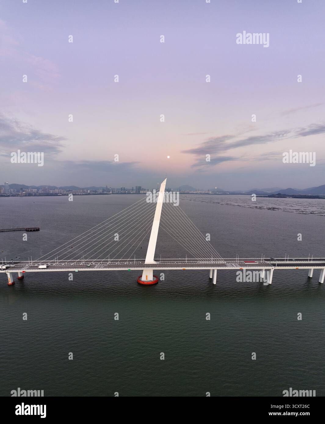 Aerial photography of Shenzhen Bay Bridge in Shekou Shenzhen Bay Park ...