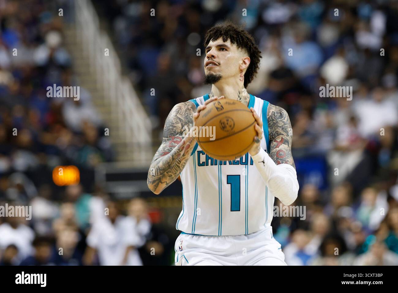 Charlotte Hornets guard LaMelo Ball looks to shoot during the second ...