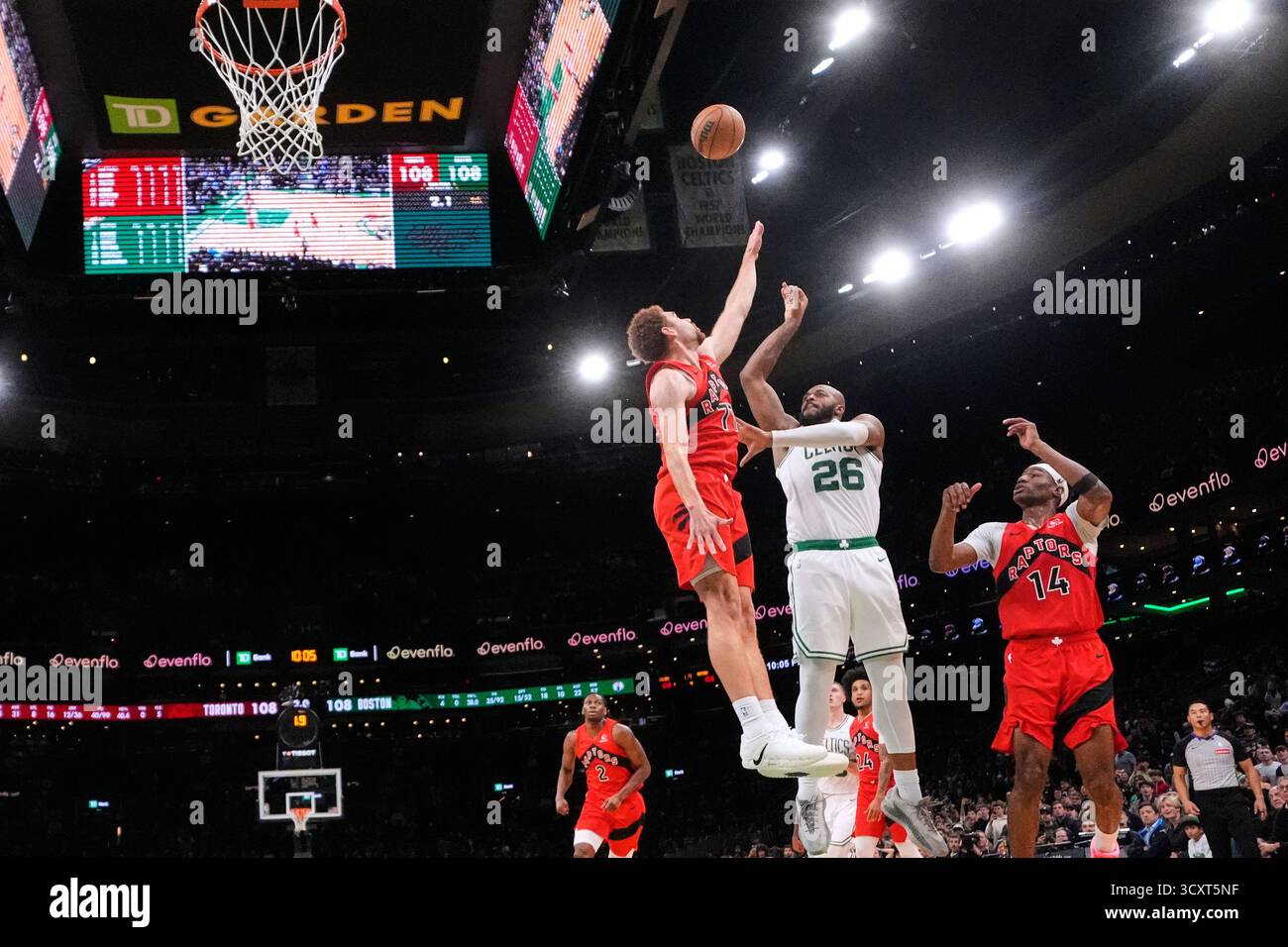 Boston Celtics forward Xavier Tillman (26) takes the game-winning shot ...