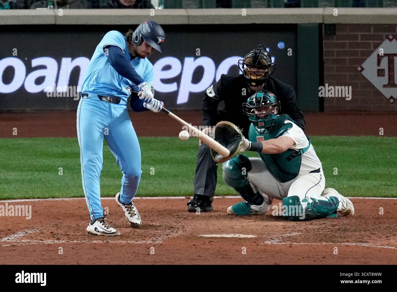 Toronto Blue Jays' Addison Barger connects for a solo home run against ...
