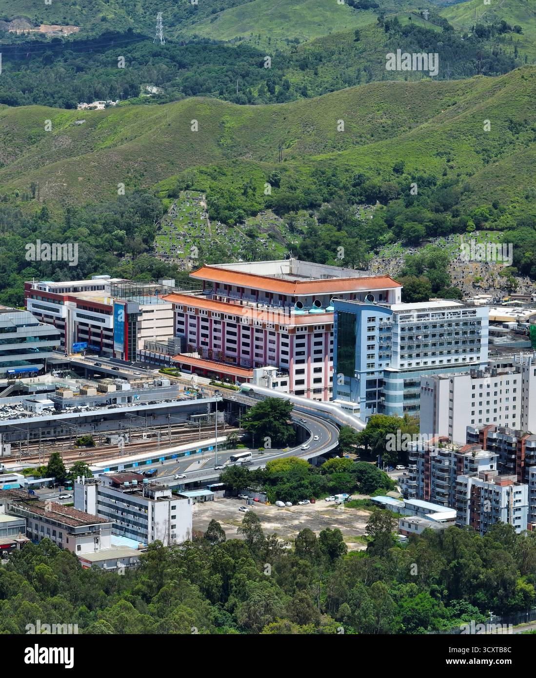 Aerial photography of Shenzhen Railway Station and Luohu Port in Luohu ...
