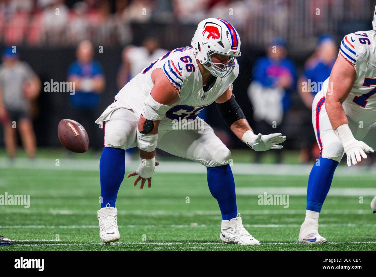 Buffalo Bills center Connor McGovern (66) snaps the ball during the ...