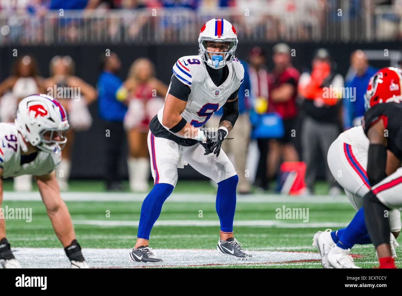 Buffalo Bills safety Taylor Rapp (9) lines up during the first half of ...