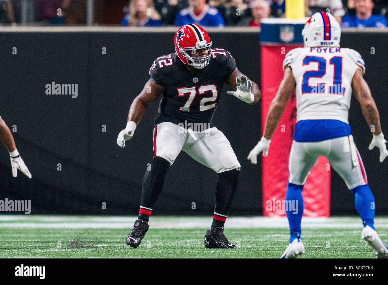 Atlanta Falcons offensive tackle Michael Jerrell (72) works during the ...