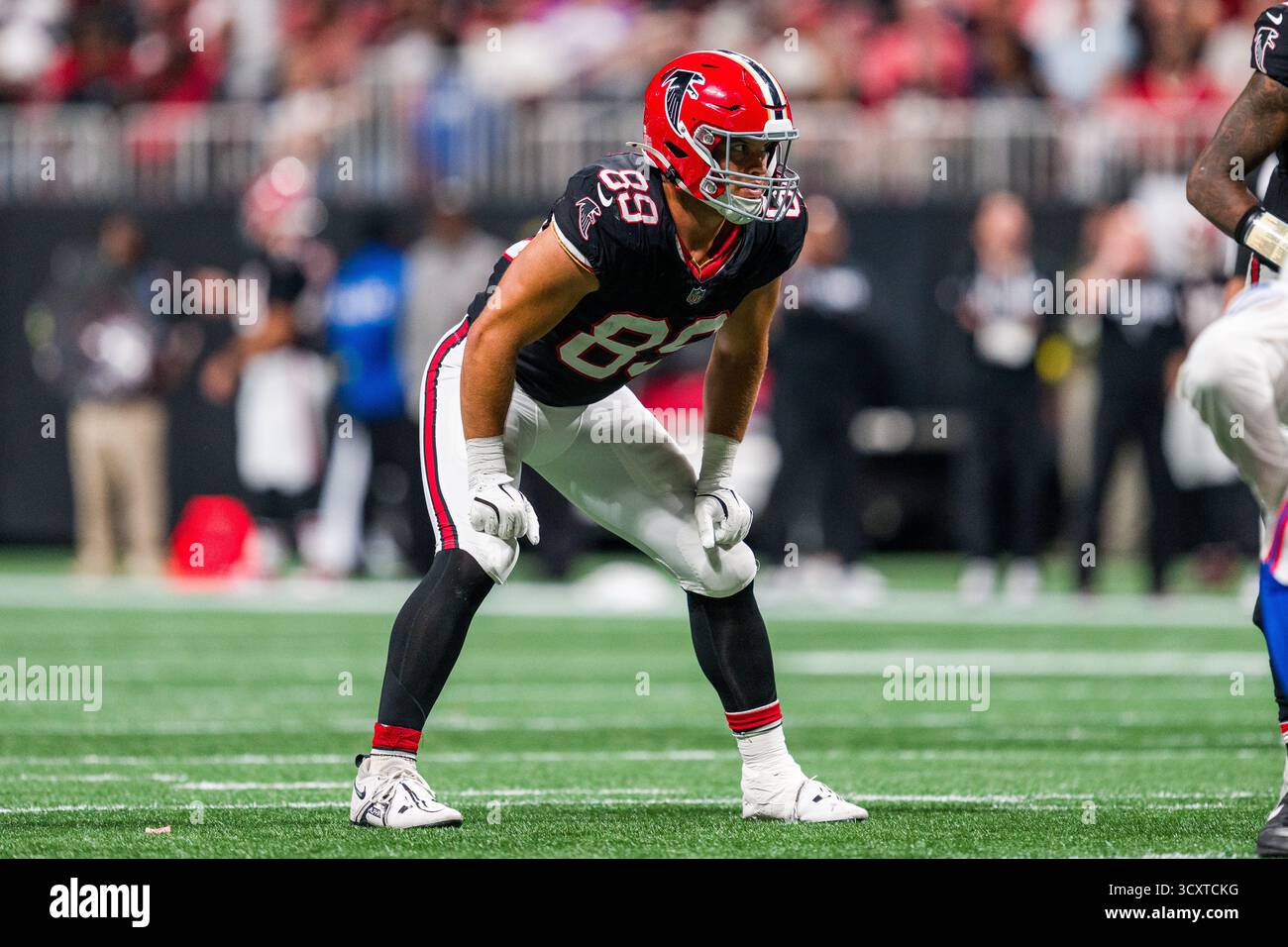 Atlanta Falcons tight end Charlie Woerner (89) lines up during the ...