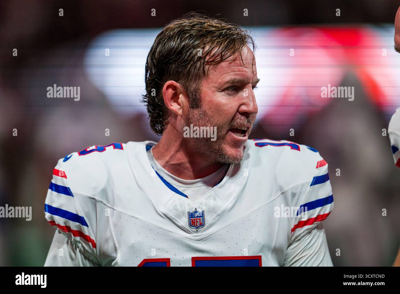 Buffalo Bills kicker Matt Prater (15) talks on the sideline during the ...