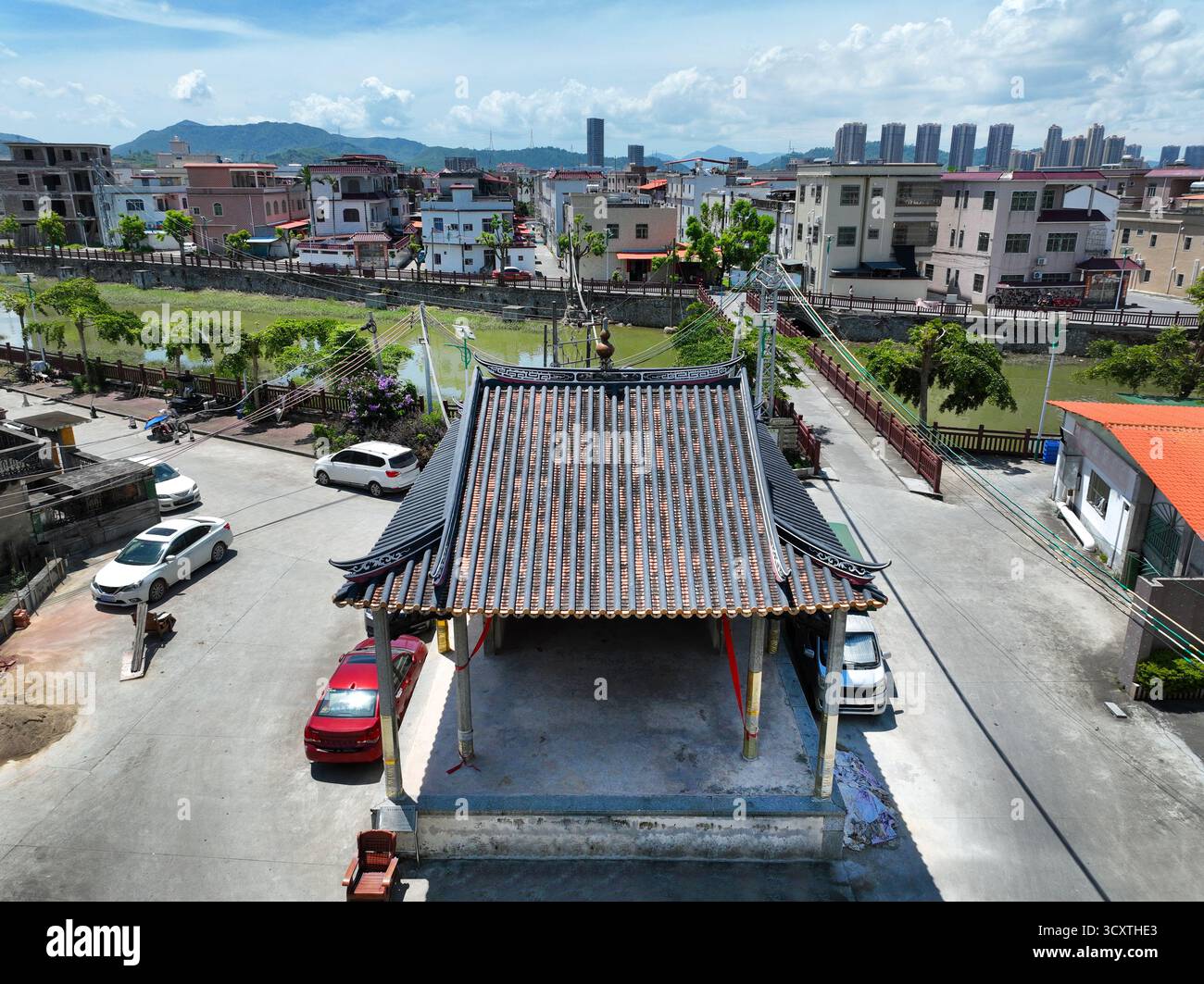 Aerial photography of the Shuixian Palace Ancient Stage in Fanhe ...