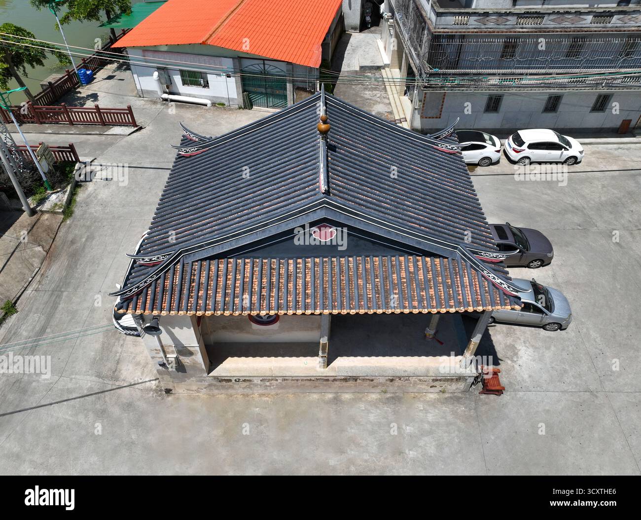 Aerial photography of the Shuixian Palace Ancient Stage in Fanhe ...