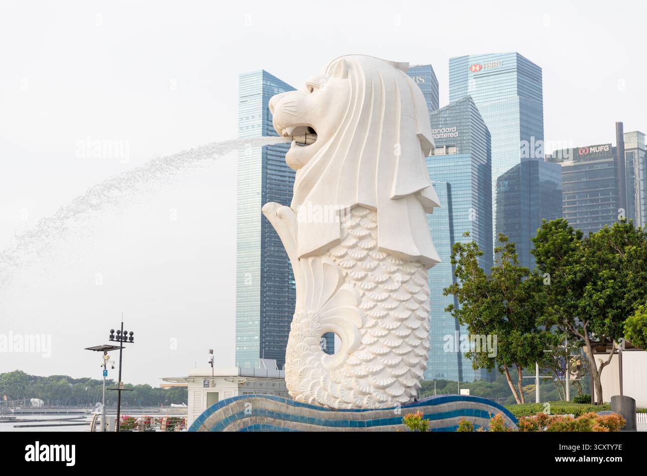 The 70-ton merlion statue in Merlion Park, Singapore. One of Singapore ...
